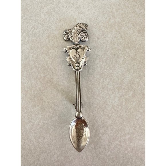 Jewelry | Vintage 194s 1950s Sterling Silver Engraved B Spoon Bar ...